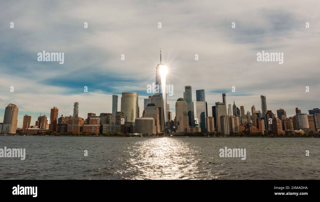 New York skyline of World Trade Center. One World Trade Center. New ...