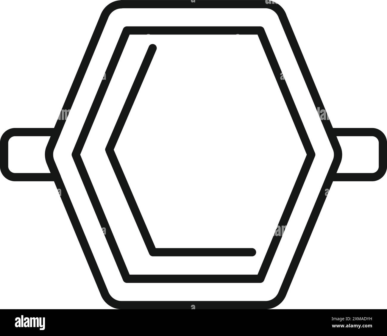 Simple chemical formula with hexagon shape and two bonds representing ...