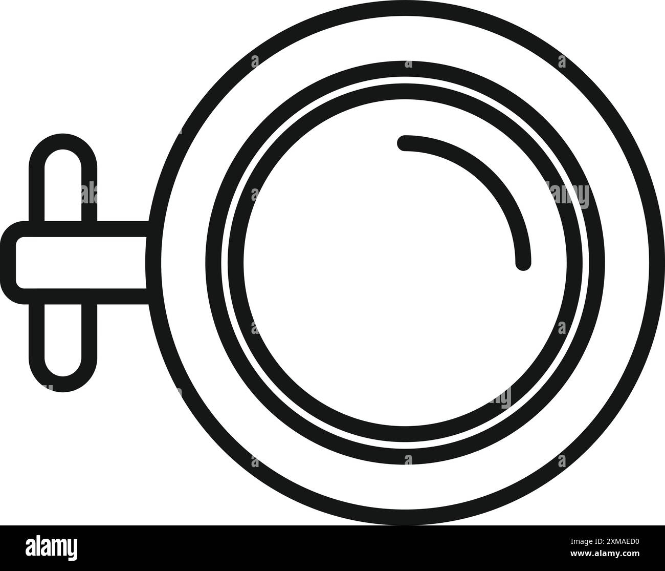 Simple line drawing of a round window shutter showing the open position ...