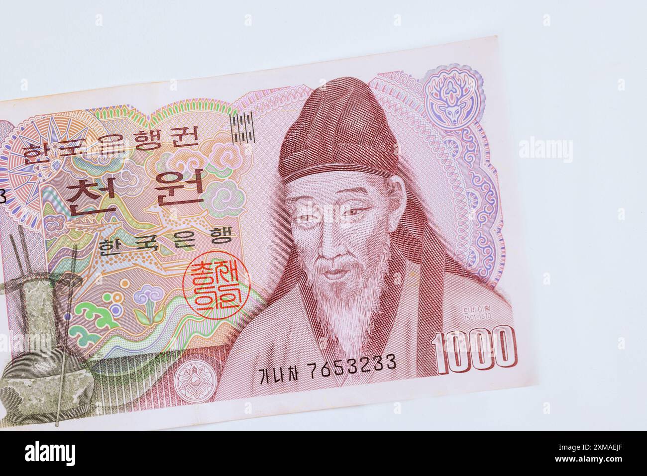 South Korean National Bank issued notes in denomination of 1000 Won ...