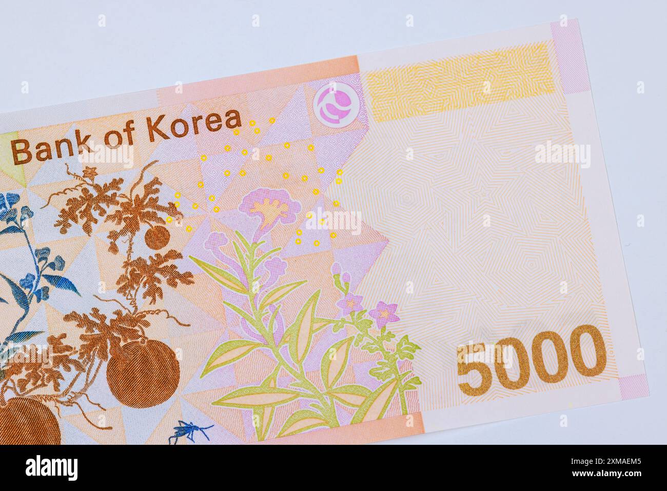 National Bank of Korea issued cash notes at denomination of 5000 Won in ...