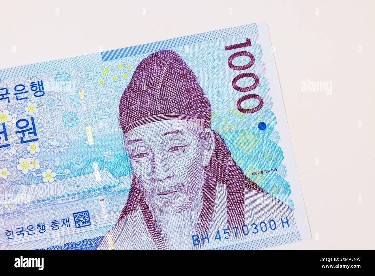 New banknotes 1000 Won issued by National Bank of Korea in South Korea ...