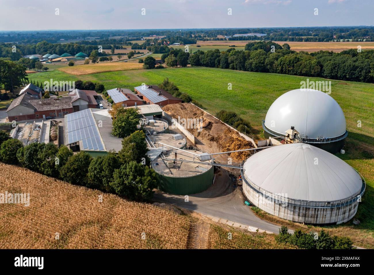 Biogas plant, gas storage, with dome, fermenter tanks for the ...