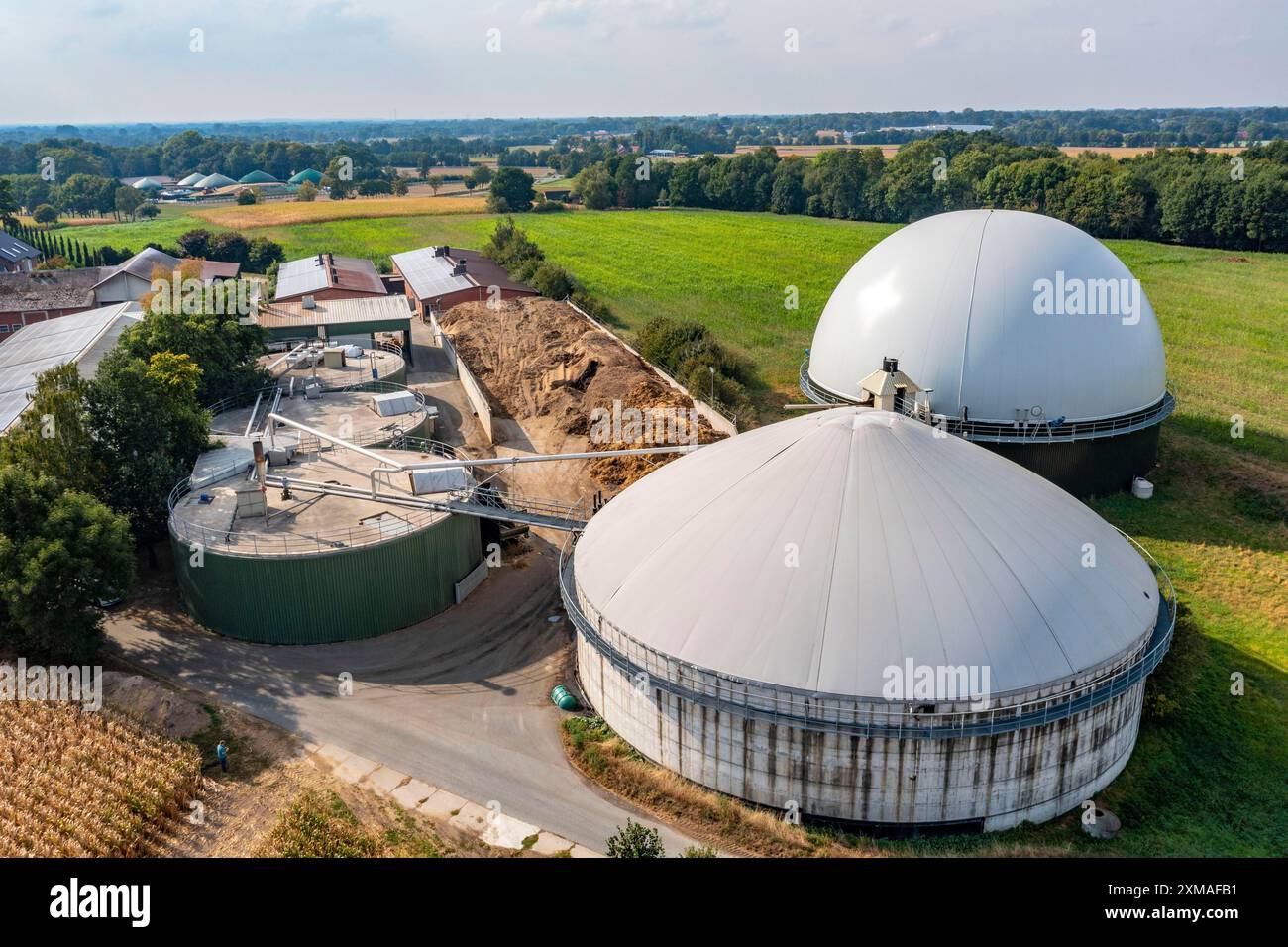 Biogas plant, gas storage, with dome, fermenter tanks for the ...