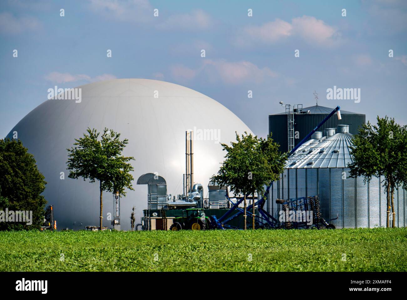 Biogas plant, storage silos, large buffer tank for hot water for ...