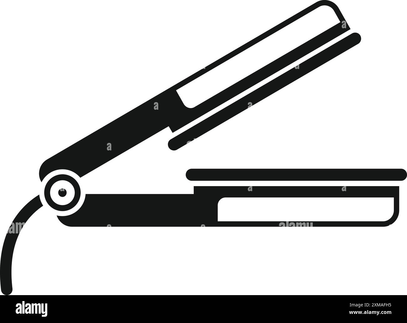 Hair straightener icon showing hair straightening iron for beauty salons and hairdressers Stock ...