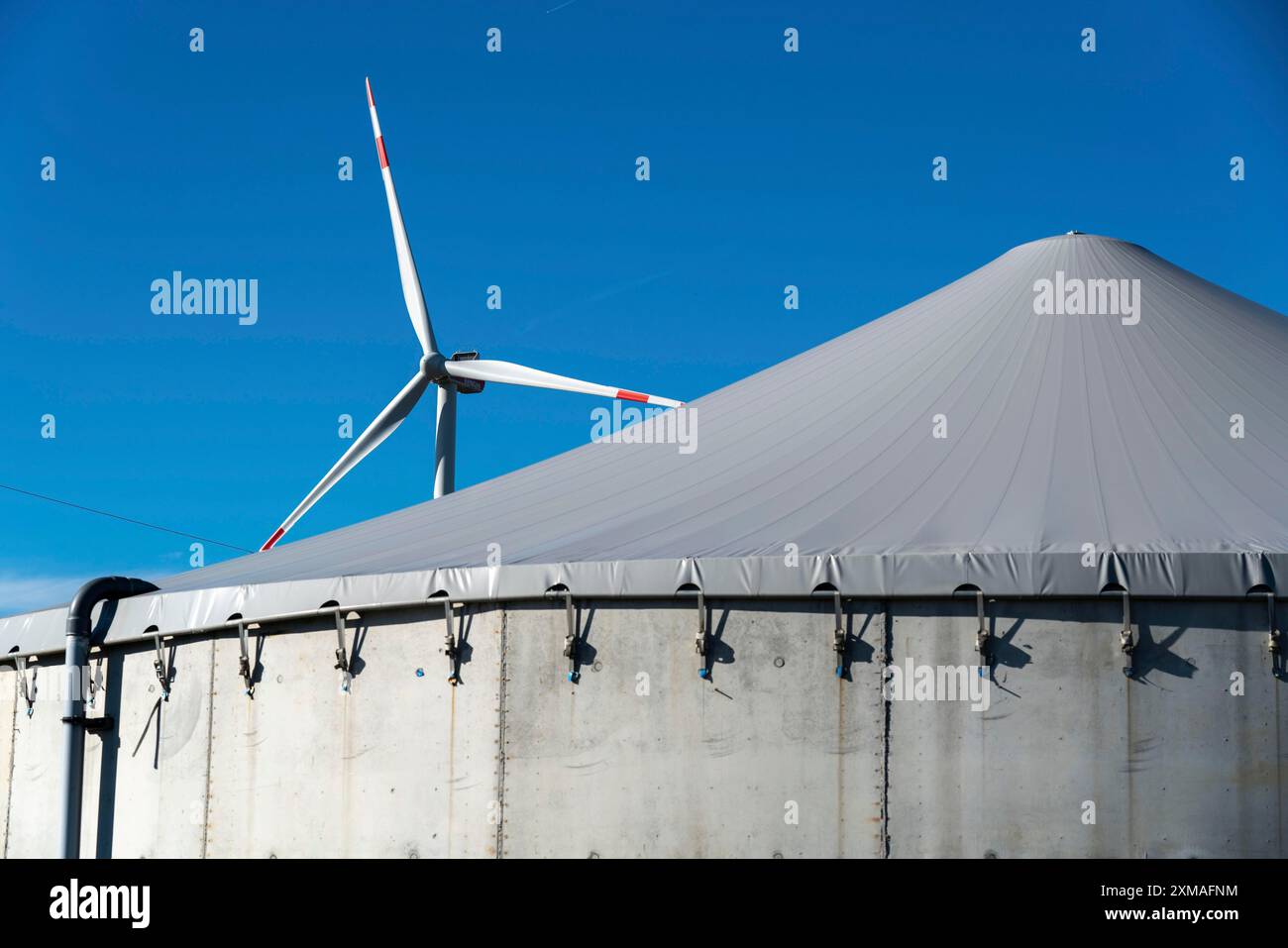 Wind farm near Bad Wuenneberg, biogas plant, Ostwestfalen Lippe, North ...