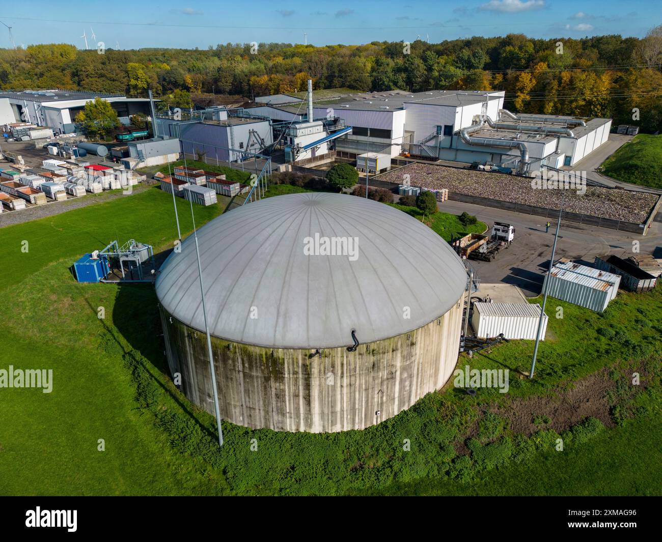 Biogas storage, pipelines of the Reterra biogas plant, biogas is ...