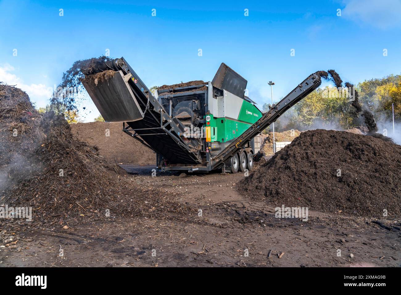 Composting plant, organic waste is composted, sorted by size, smaller ...