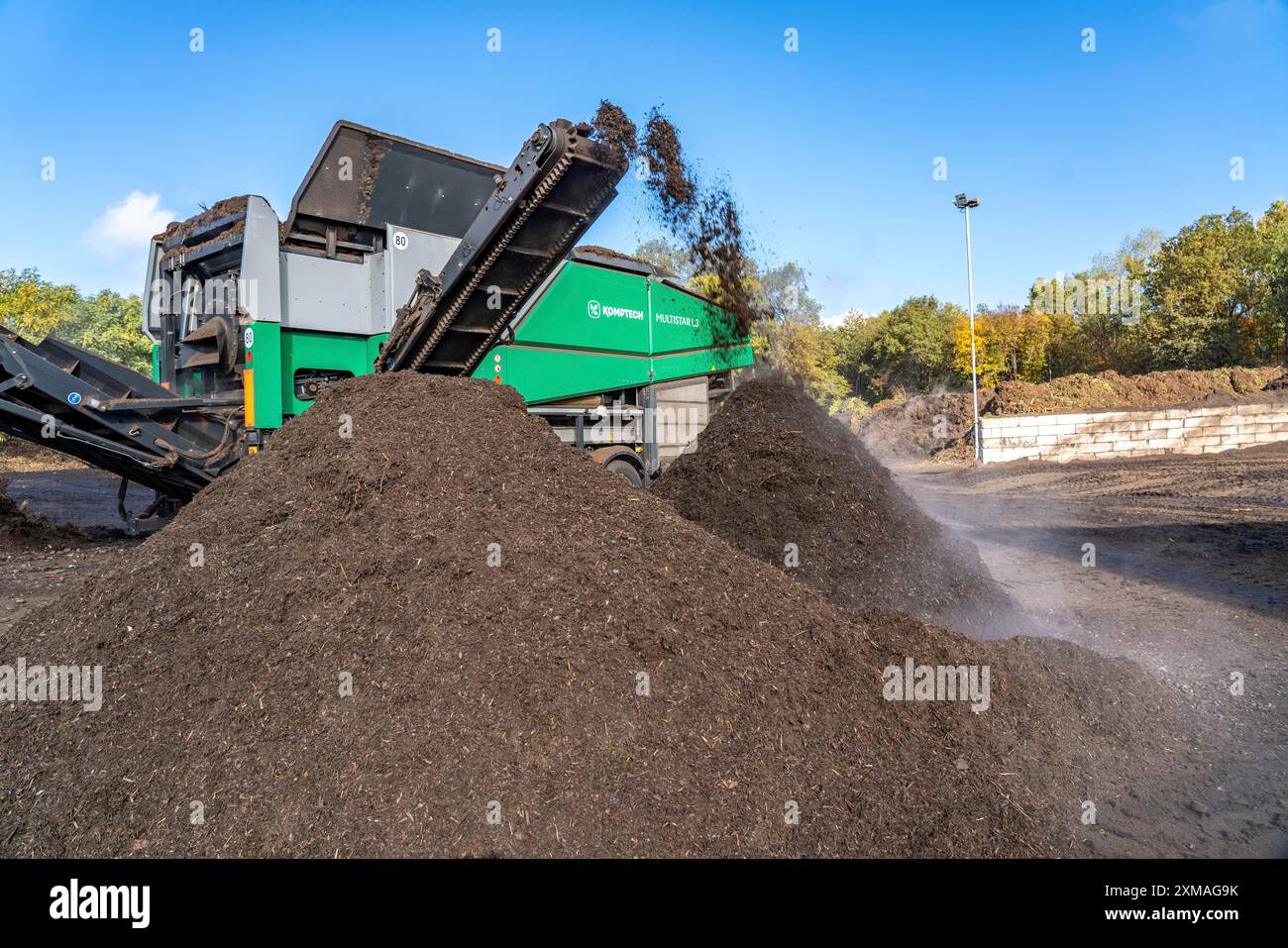 Composting plant, organic waste is composted, sorted by size, smaller ...