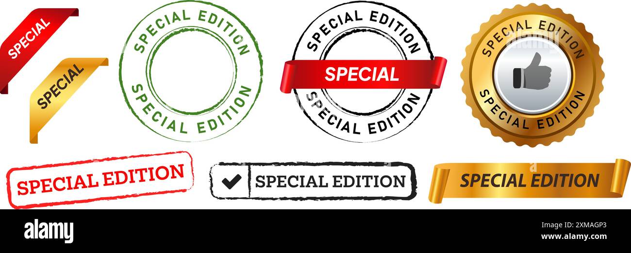 special edition limited product stamp collection icon template red gold ...