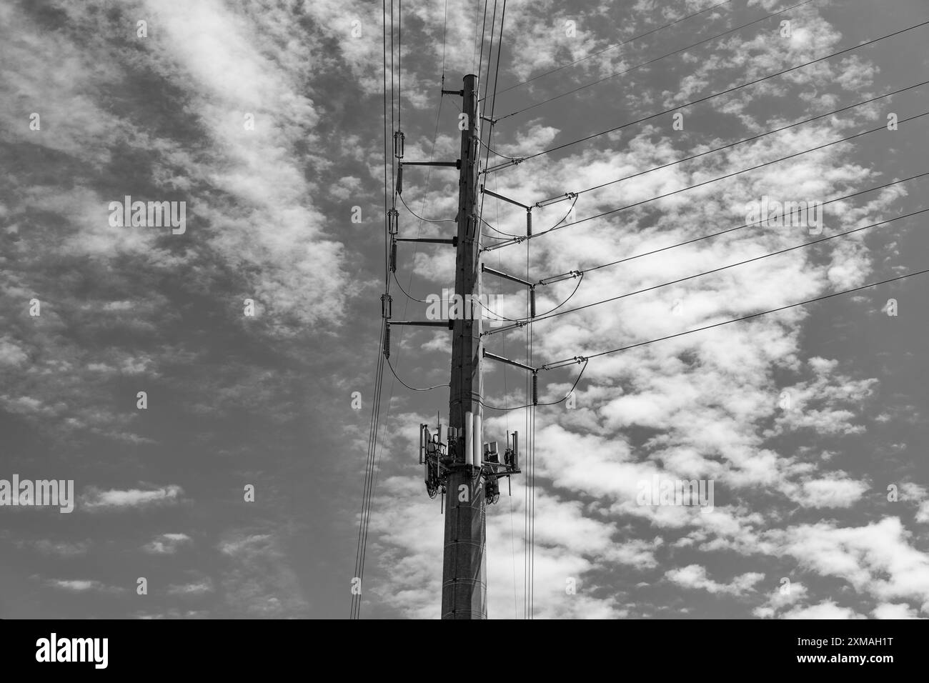 pylon producing energy. voltage transmission on electric tower. high ...
