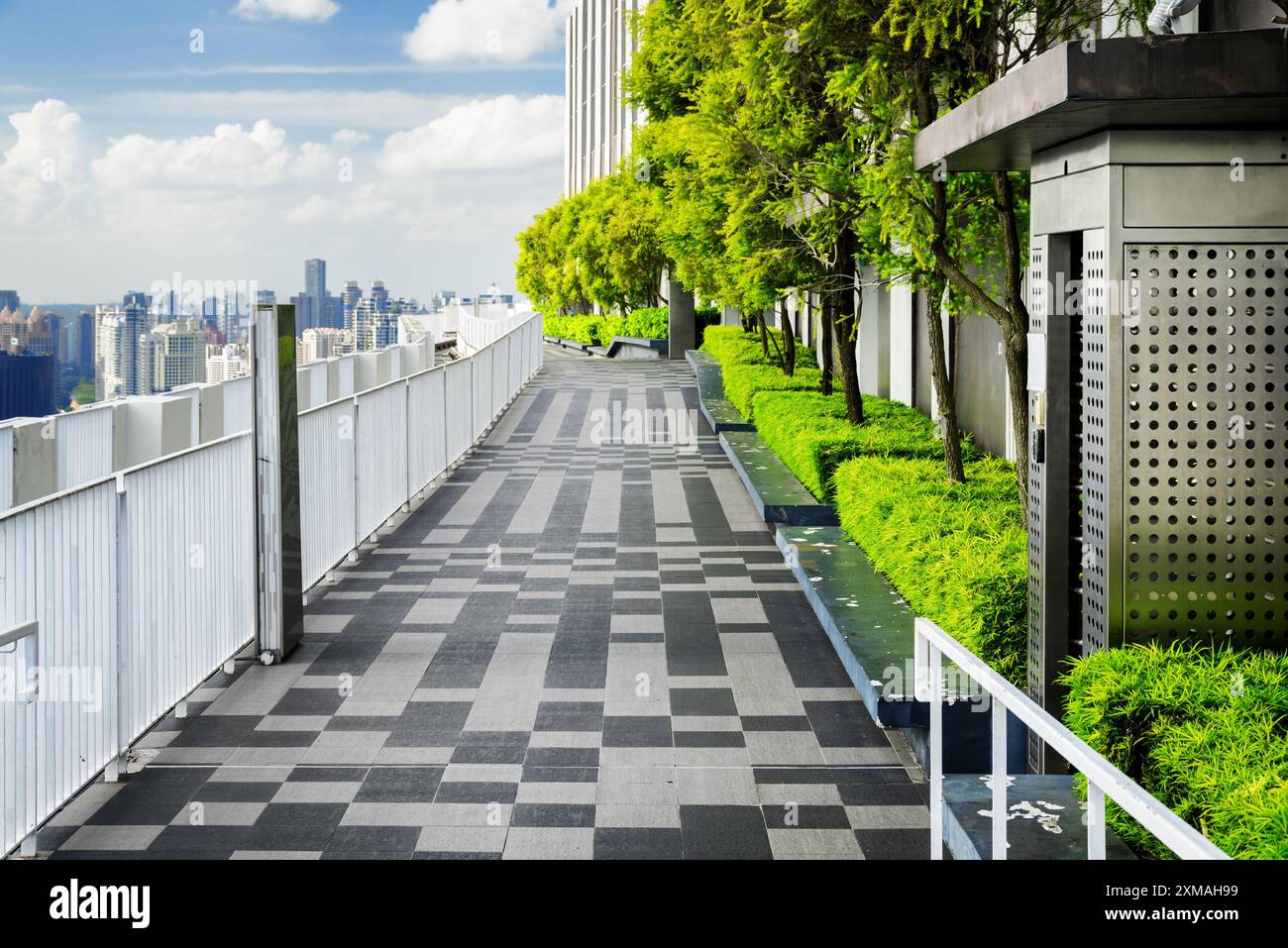Rooftop garden in Singapore. Outside terrace with beautiful park Stock ...