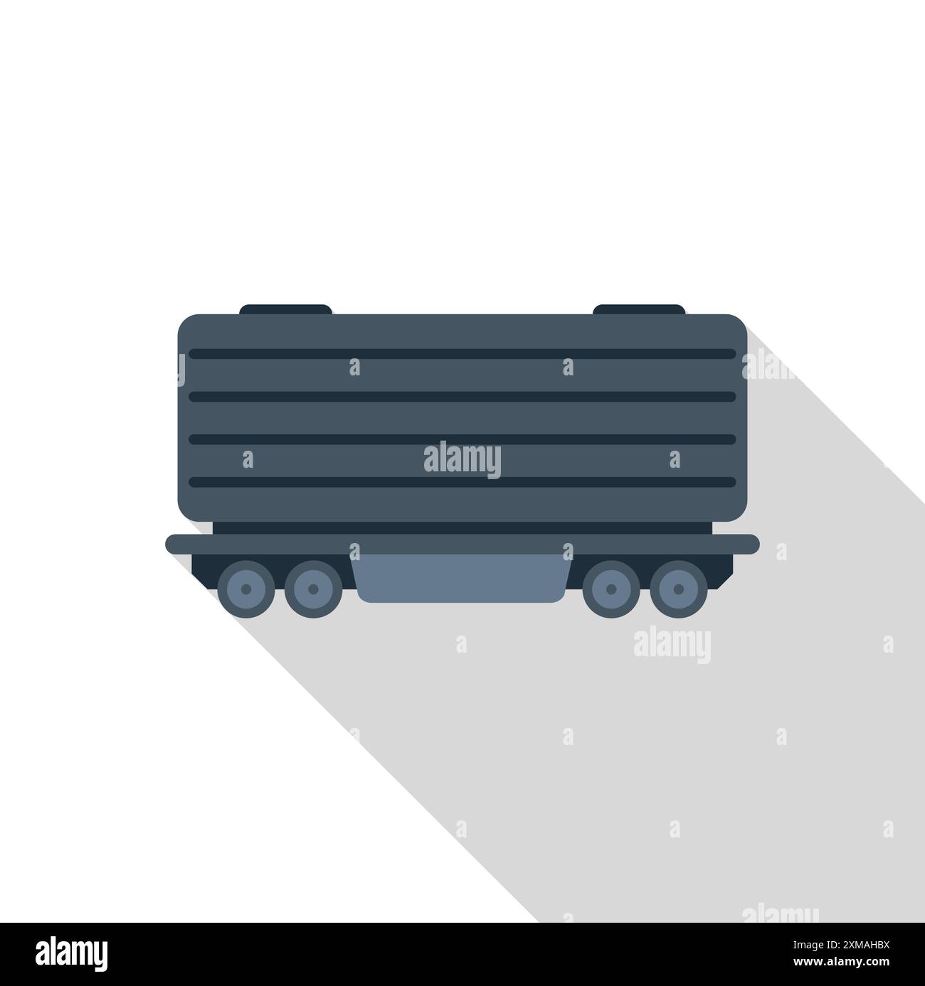 Cargo train wagon delivering goods across countryside flat icon with ...