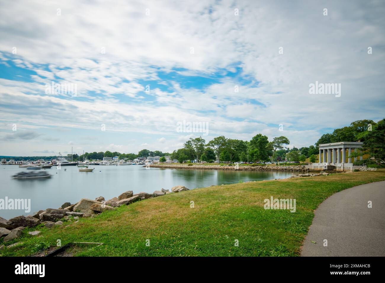 Pilgrim Memorial State Park with view of Plymouth Rock circa 2024 stock ...