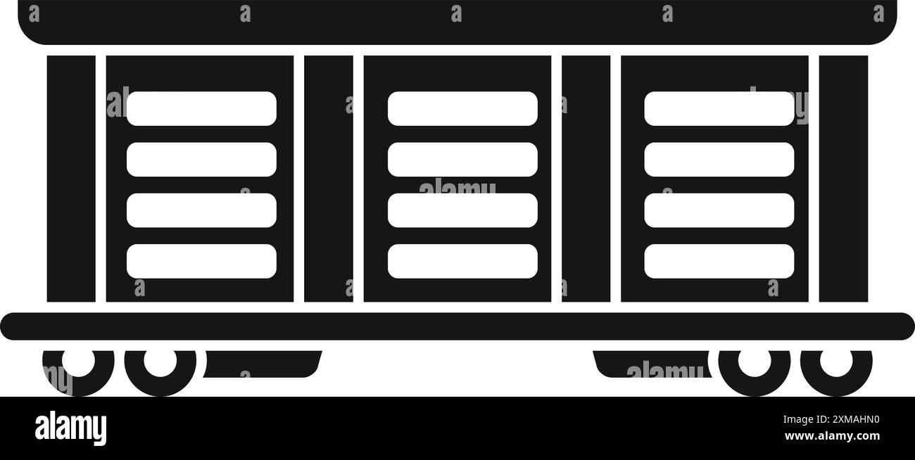 Simple icon of a train wagon transporting cargo, representing the ...
