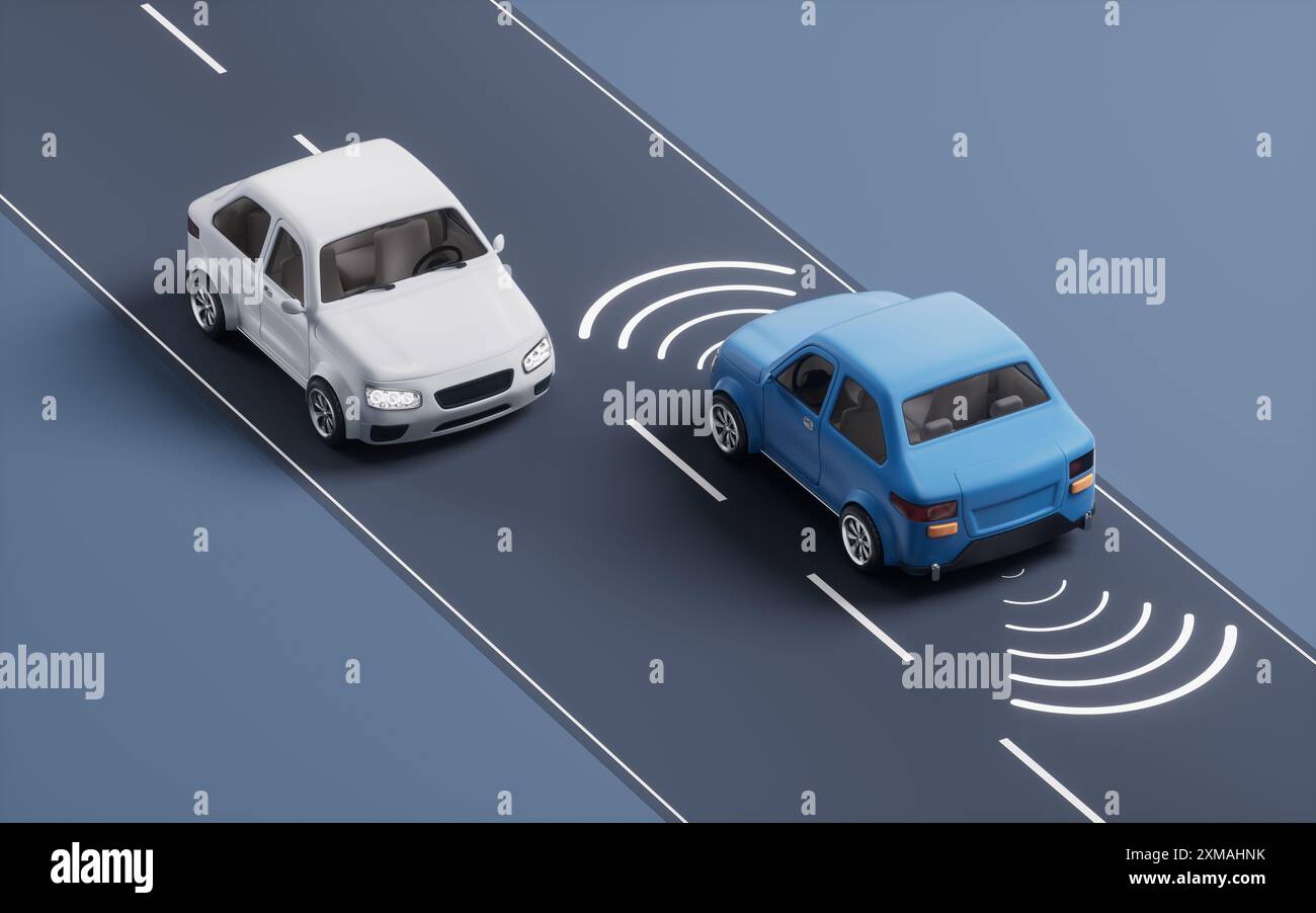 Realistic automobile car with automatic drive concept, 3d rendering. 3D ...