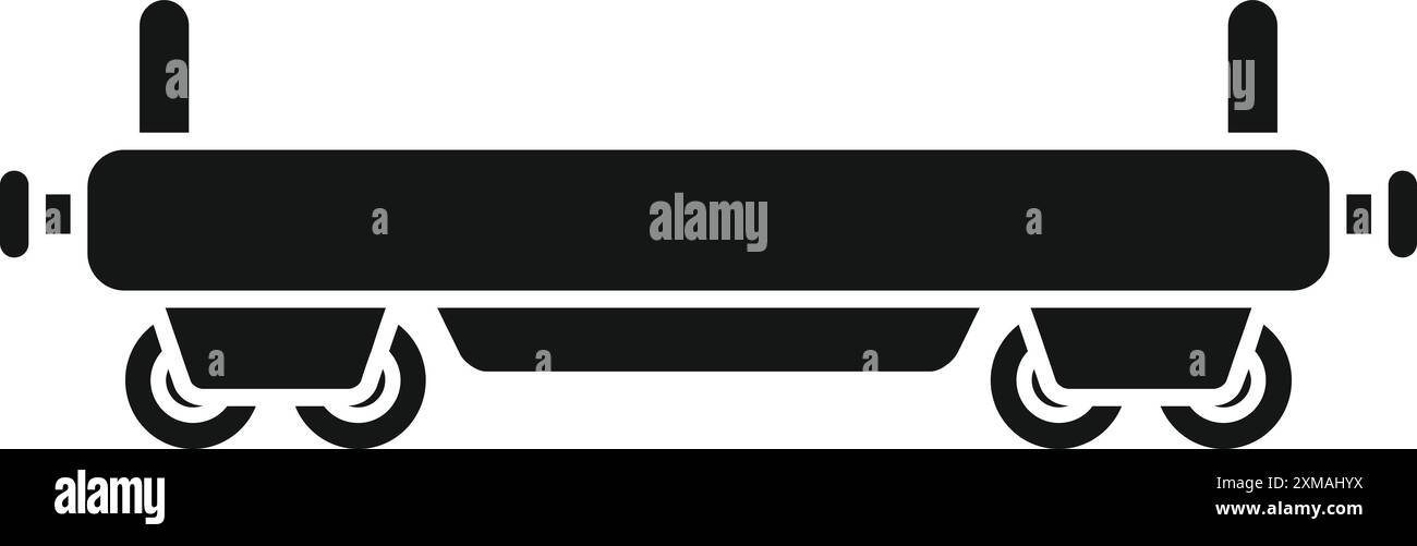 Black silhouette of an empty train platform waggon waiting for cargo ...