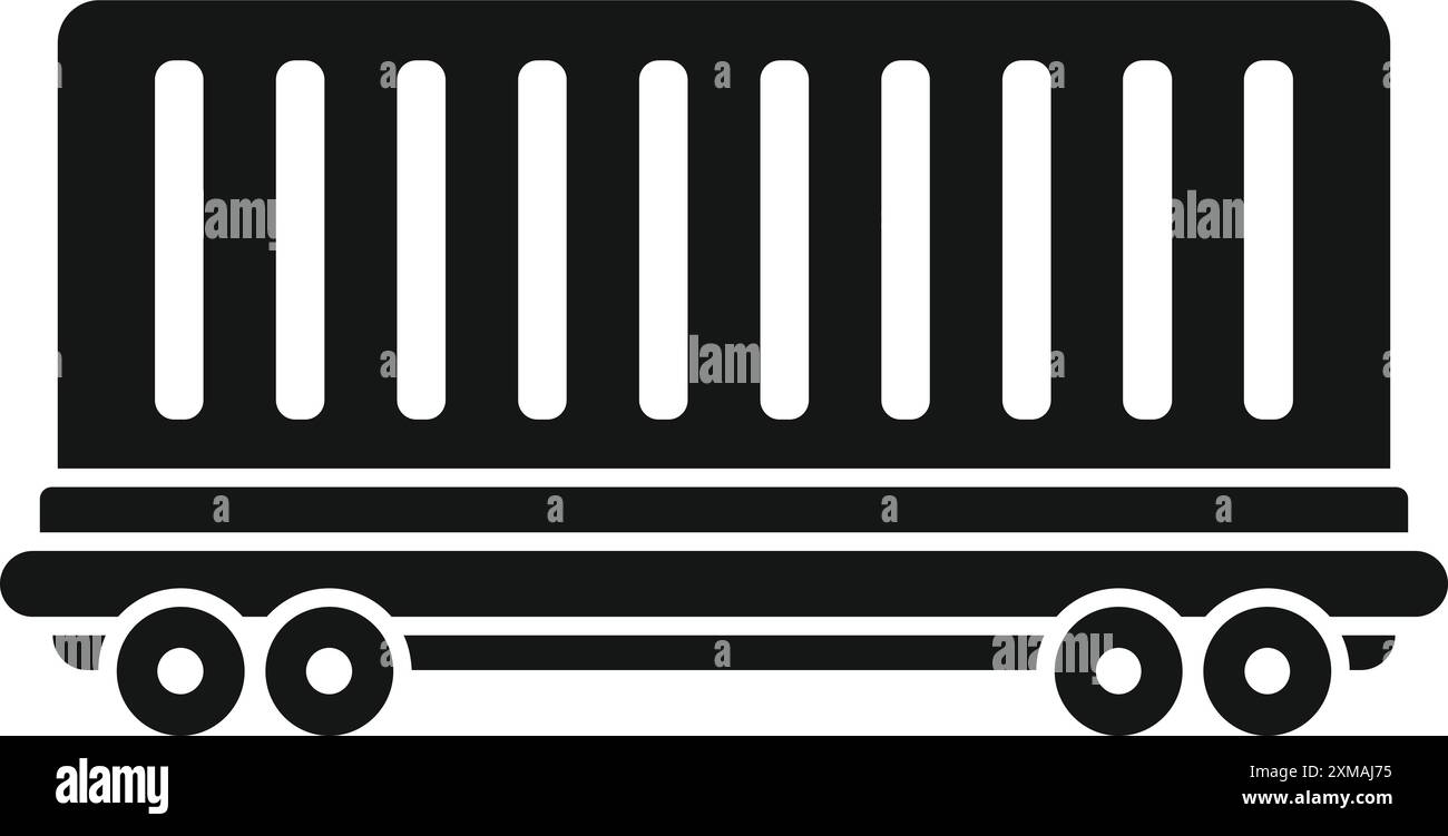 Black silhouette of a train cargo container delivering goods across ...
