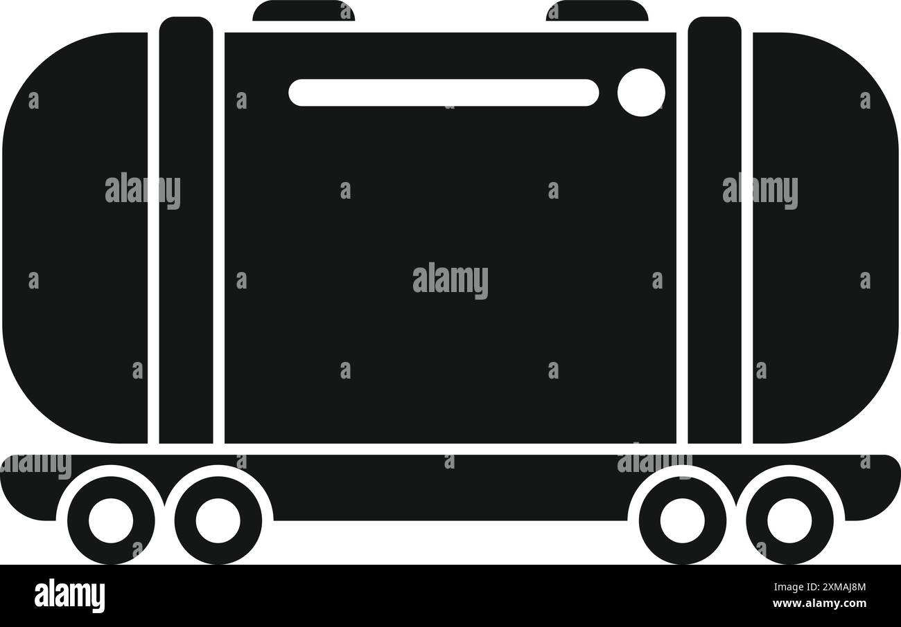 Black simple icon of a railroad tank wagon transporting oil products on ...