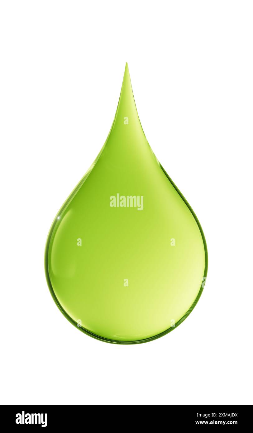 Transparent green liquid water drop, 3d rendering. 3D illustration ...
