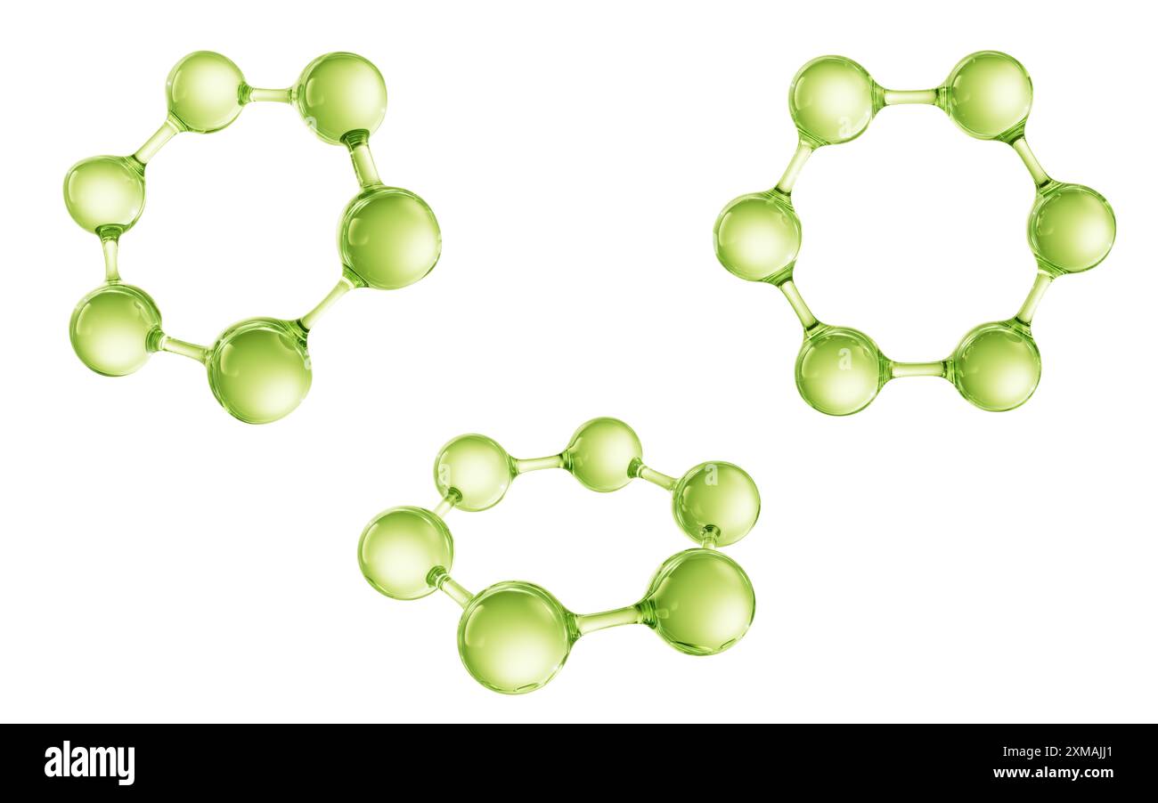 Transparent green molecules with different angles, 3d rendering. 3D ...