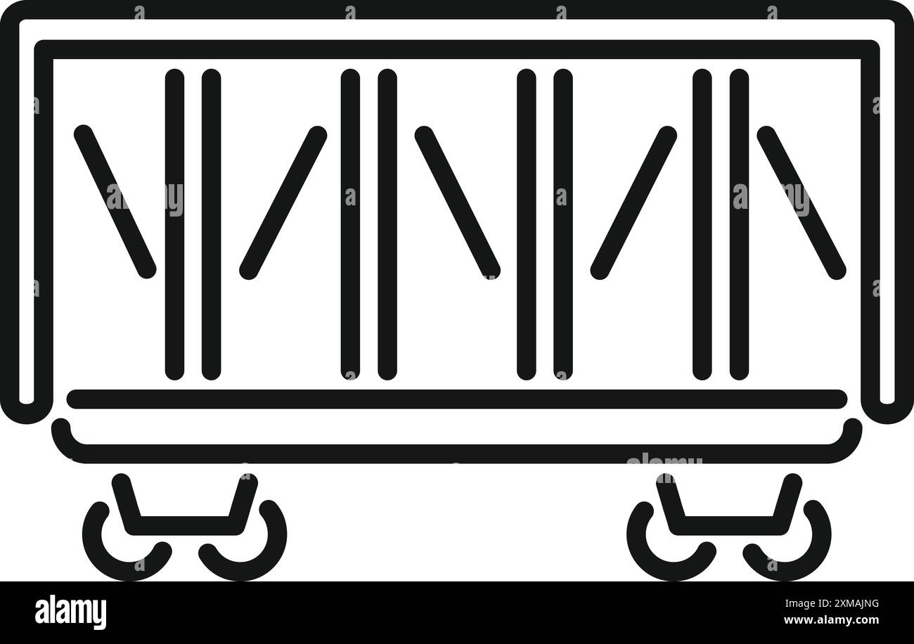 Simple icon of a freight wagon carrying a container, representing the ...