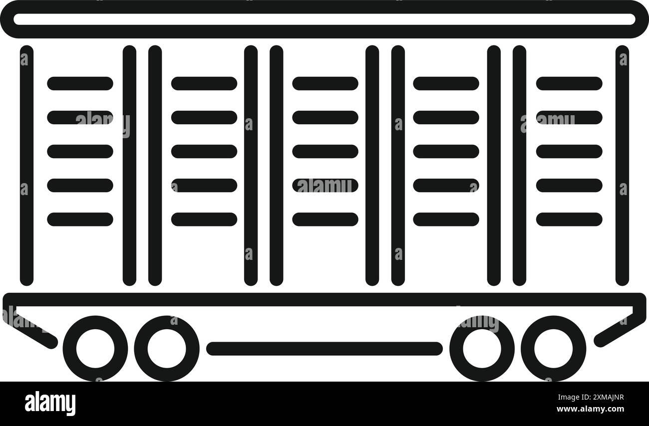 Simple icon of empty wagon train wagging on railroad for transportation ...