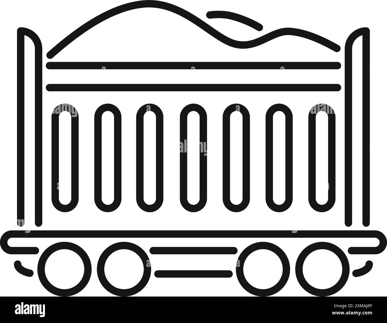 Line drawing of a simple open top wagon transporting bulk cargo on ...