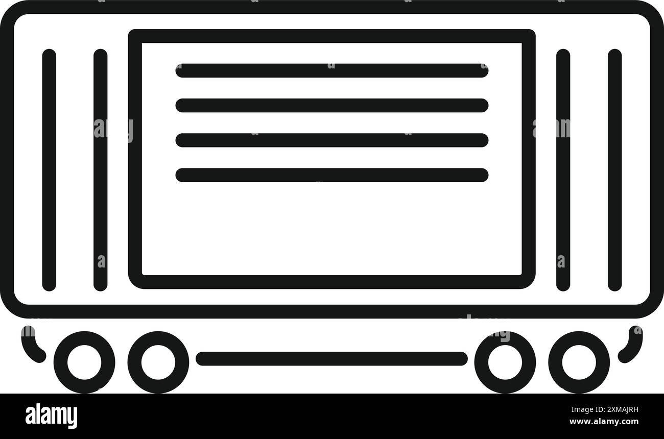 Line drawing of a train wagon delivering goods around the world Stock ...