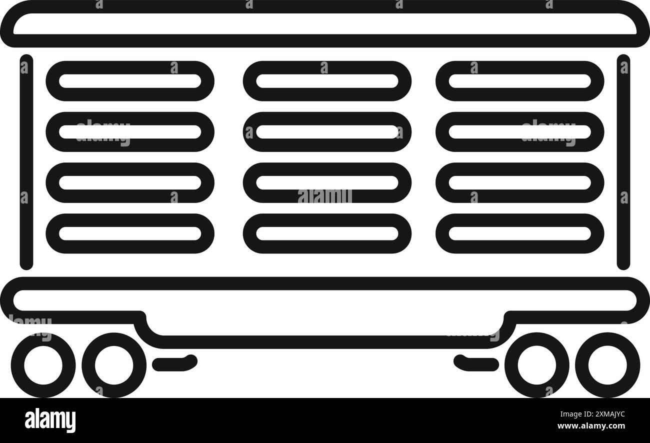 Freight wagon icon, outline style, isolated on white background Stock ...