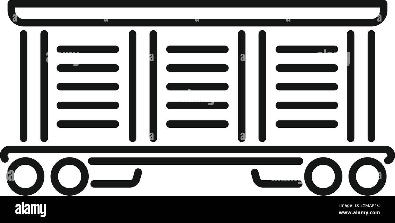 Simple icon of a cargo wagon delivering goods by rail transport network ...