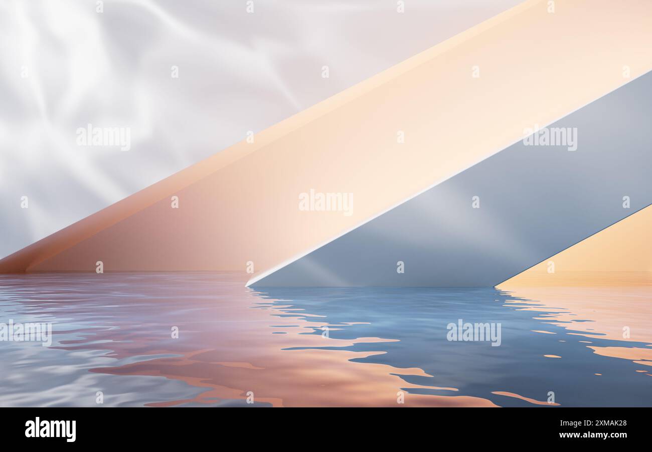 Bright room with water surface, 3d rendering. 3D illustration Stock ...
