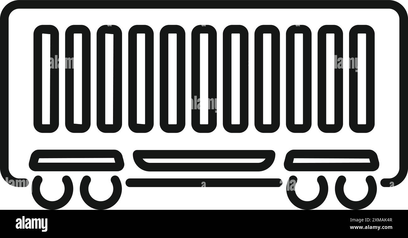 Simple line drawing of a train freight wagon transporting goods on ...