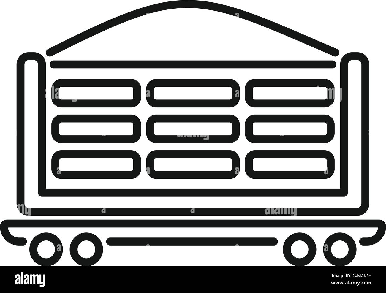 Simple line icon of an open top container wagon carrying cargo ...