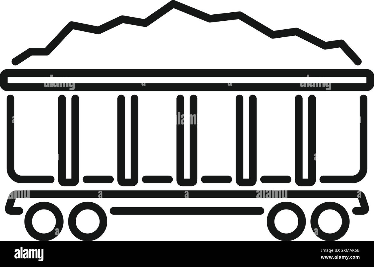 Line drawing of a mining cart full of coal, being transported Stock ...