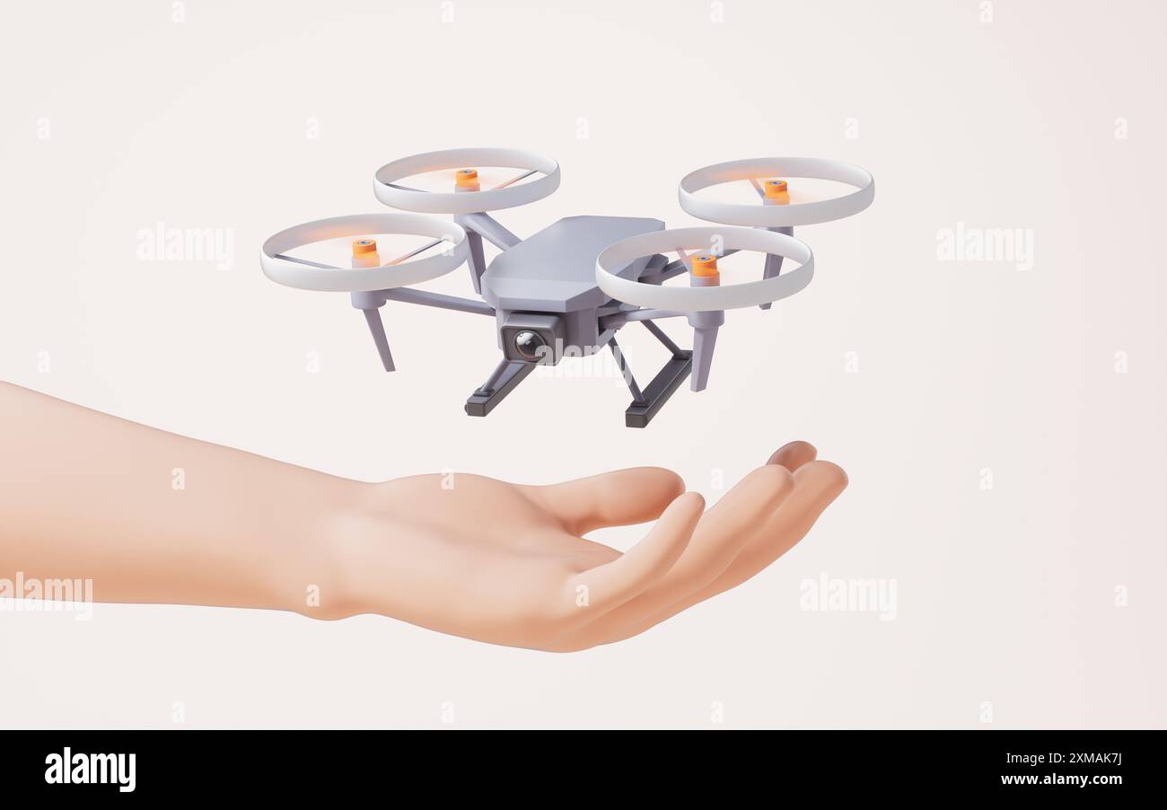 A cartoon car in a hand, 3d rendering. 3D illustration Stock Photo - Alamy