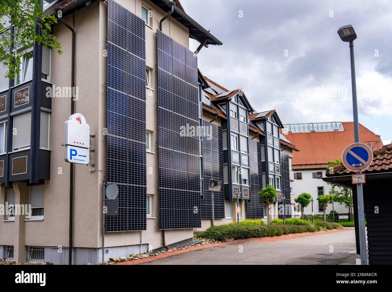 Solar facade, photovoltaic elements on a building facade, hotel in ...