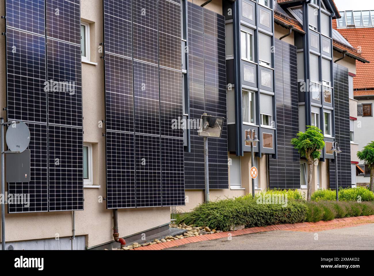 Solar facade, photovoltaic elements on a building facade, hotel in ...