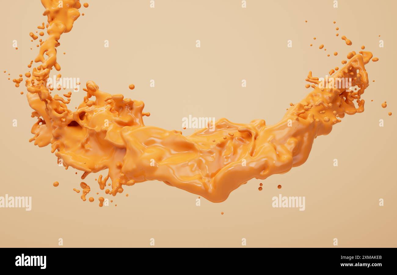 Flowing fluid with splashing shape background, 3d rendering. 3D ...