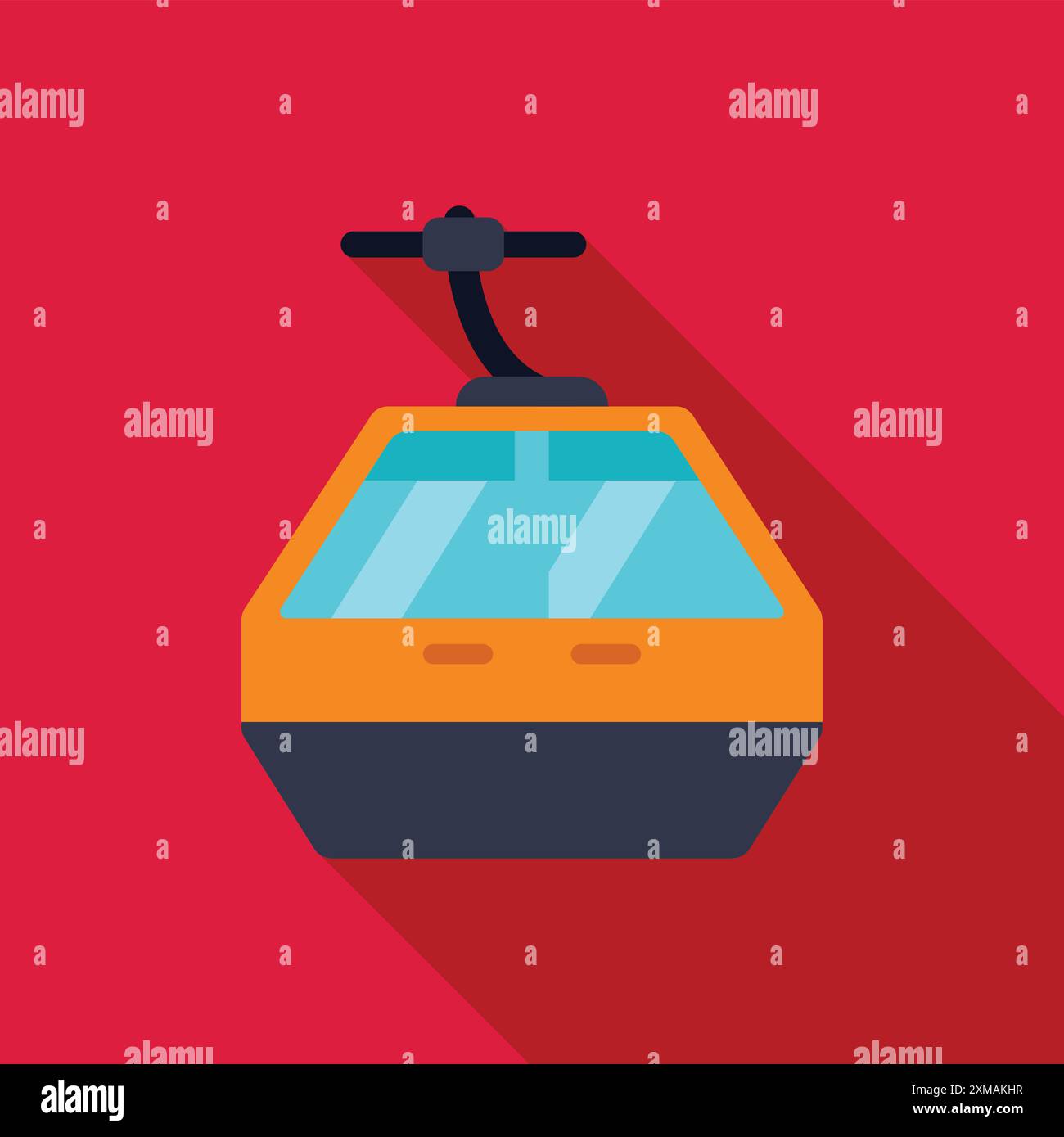 Minimalist flat design illustration of a yellow cable car hanging on a ...