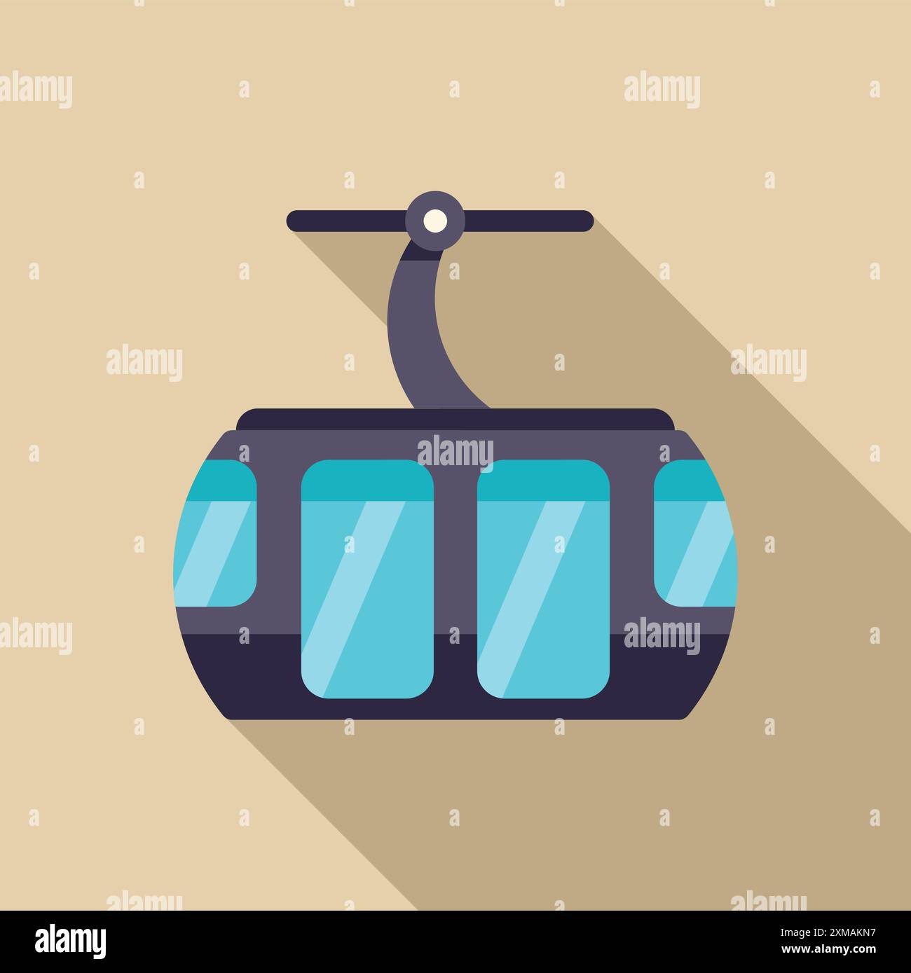 Cable car gondola hanging from a cable, transporting people up a ...