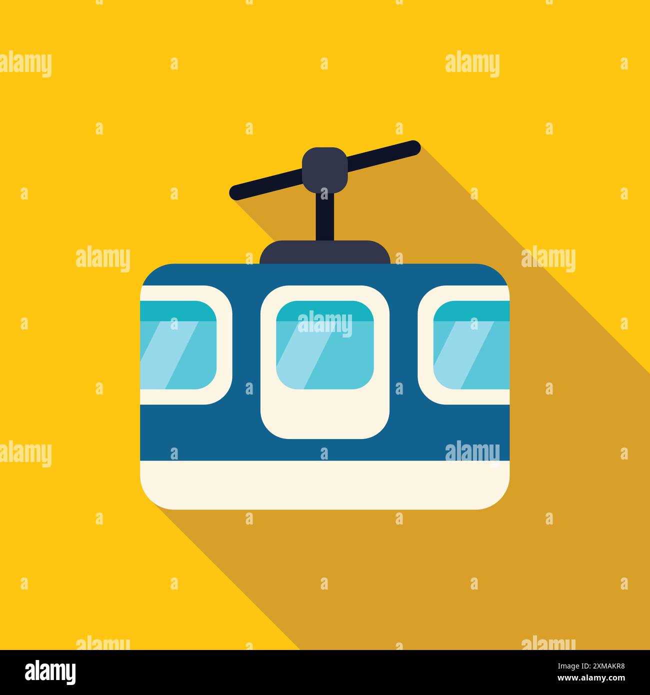 Cable car moving upwards, transportation system for mountain resorts ...