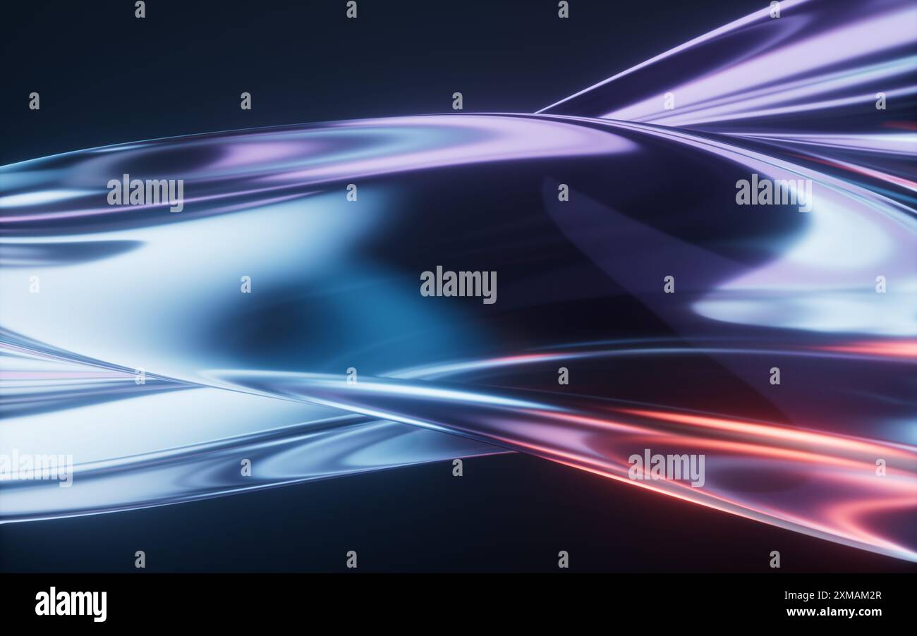 Dark transparent glass curves background, 3d rendering. 3D illustration ...