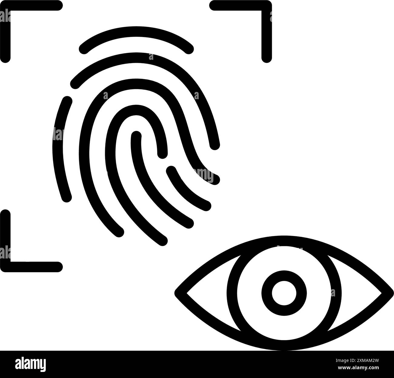 Fingerprint scan and eye. Integrated biometric and visual authentication. Pixel perfect vector ...
