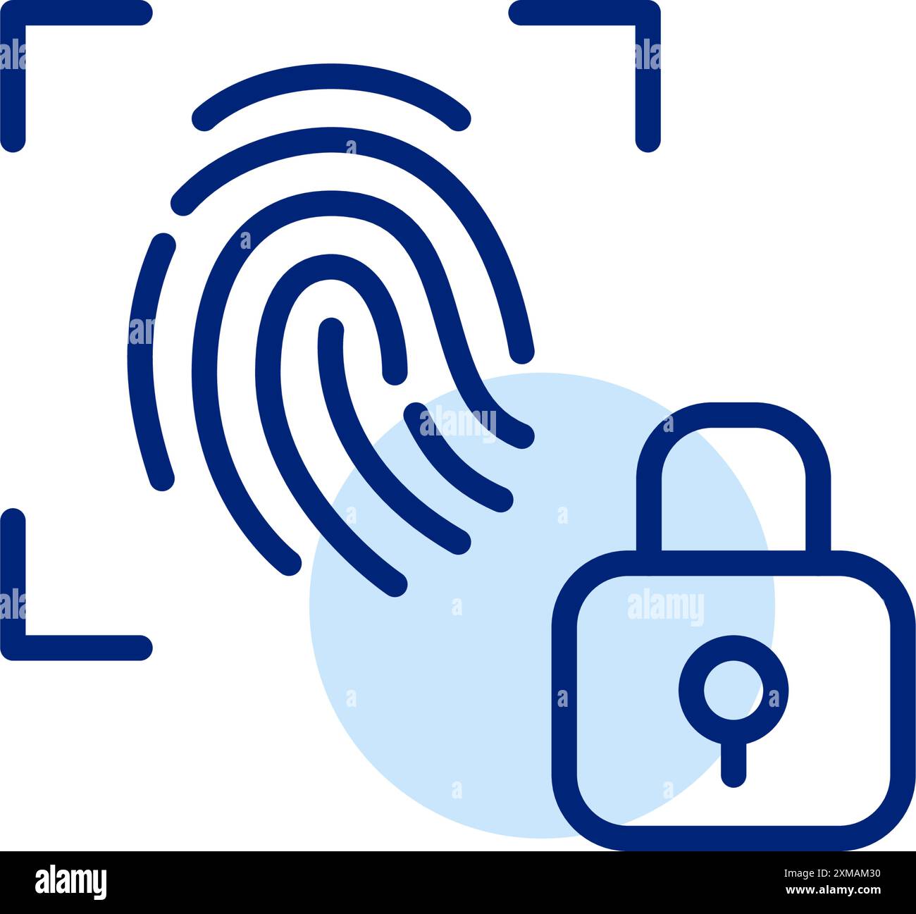 Fingerprint scan and lock. Secure biometric data storage. Authentication method. Pixel perfect ...