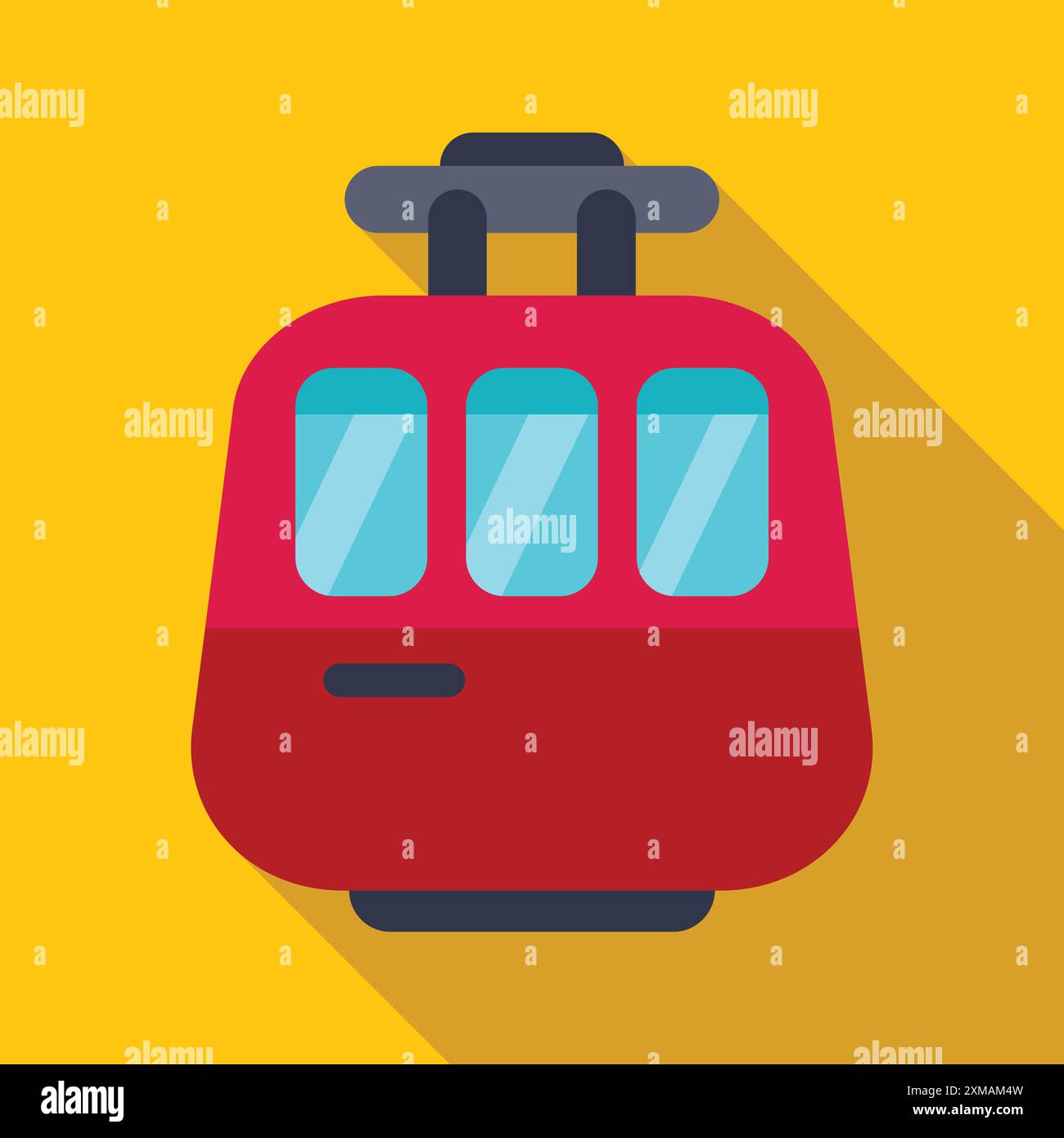 Red funicular railway car taking tourists to the top of a mountain ...