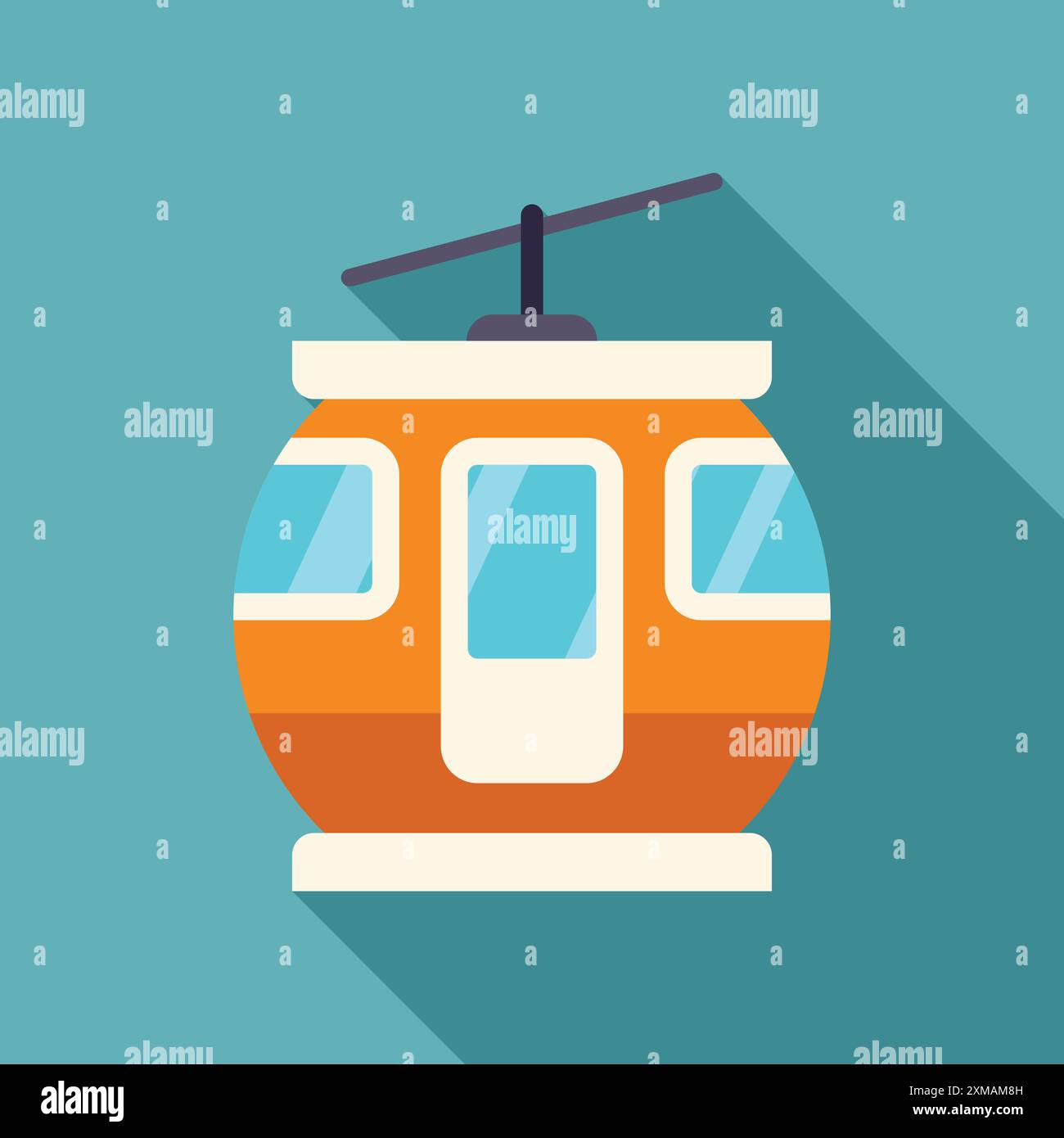 Cable car gondola moving up, cableway cabin for mountain transportation ...