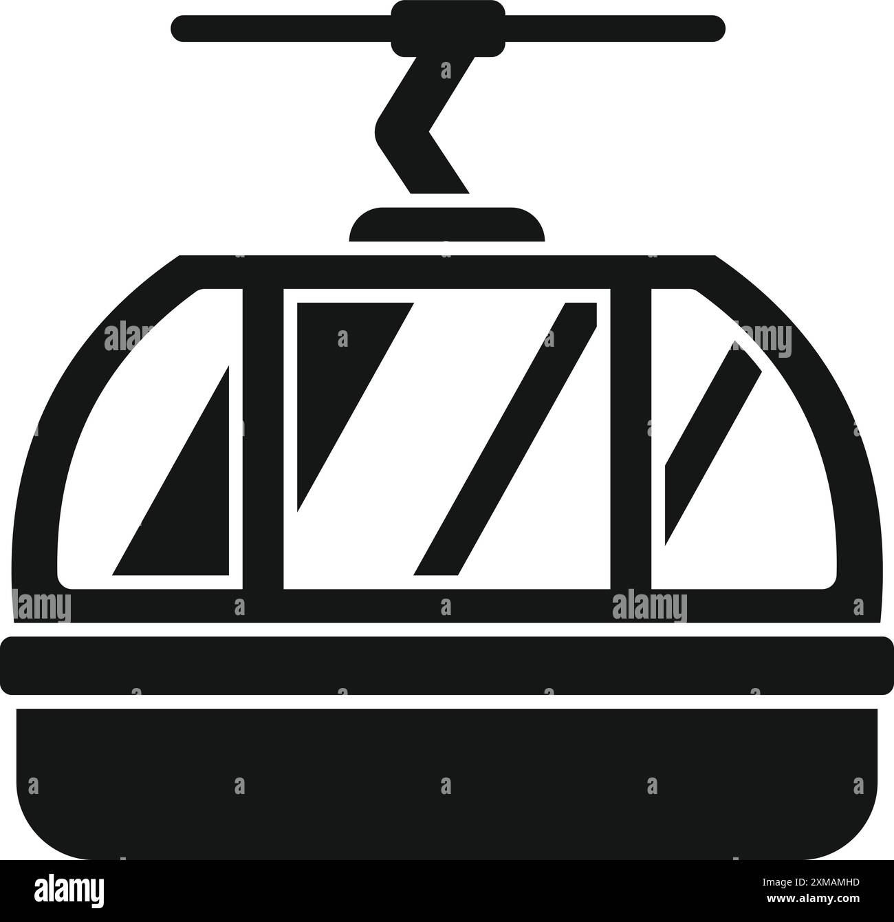 Cable car cabin is ascending a mountain landscape, offering ...