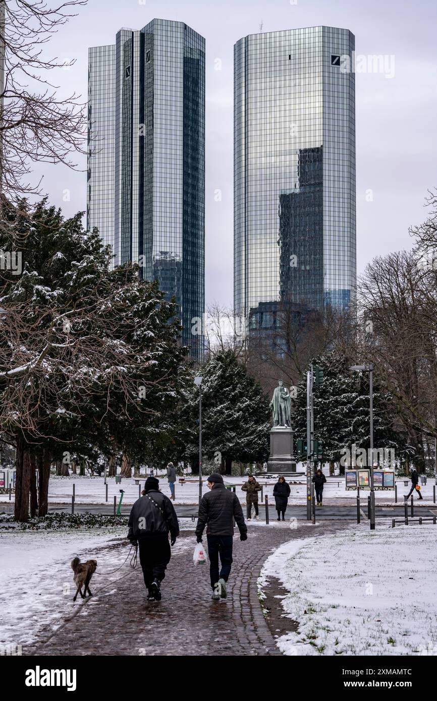 Deutsche bank building in frankfurt am main with schiller monument hi ...